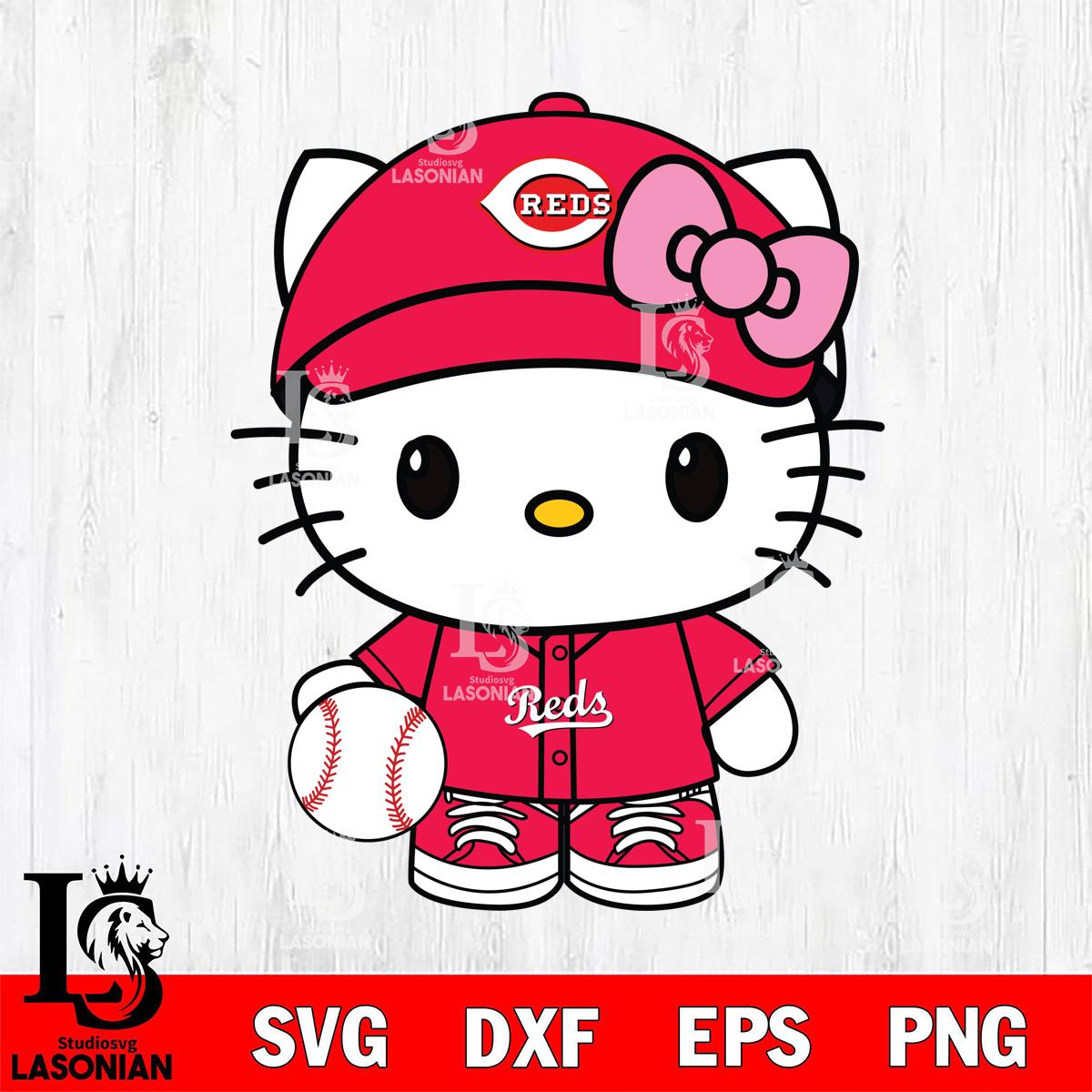 Cincinnati Reds Hello Kitty hold the baseball – lasoniansvg