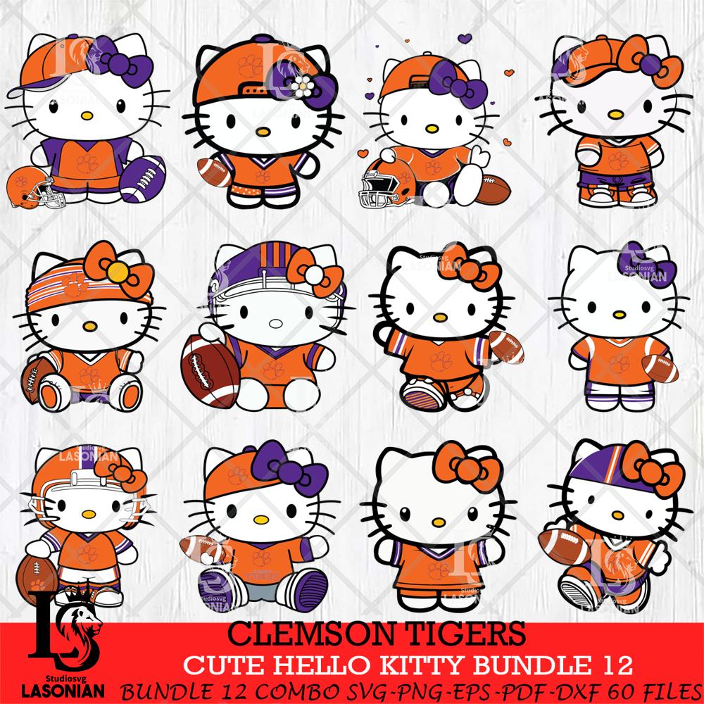 Clemson Tigers Cute Hello Kitty Bundle 12 SVG – lasoniansvg