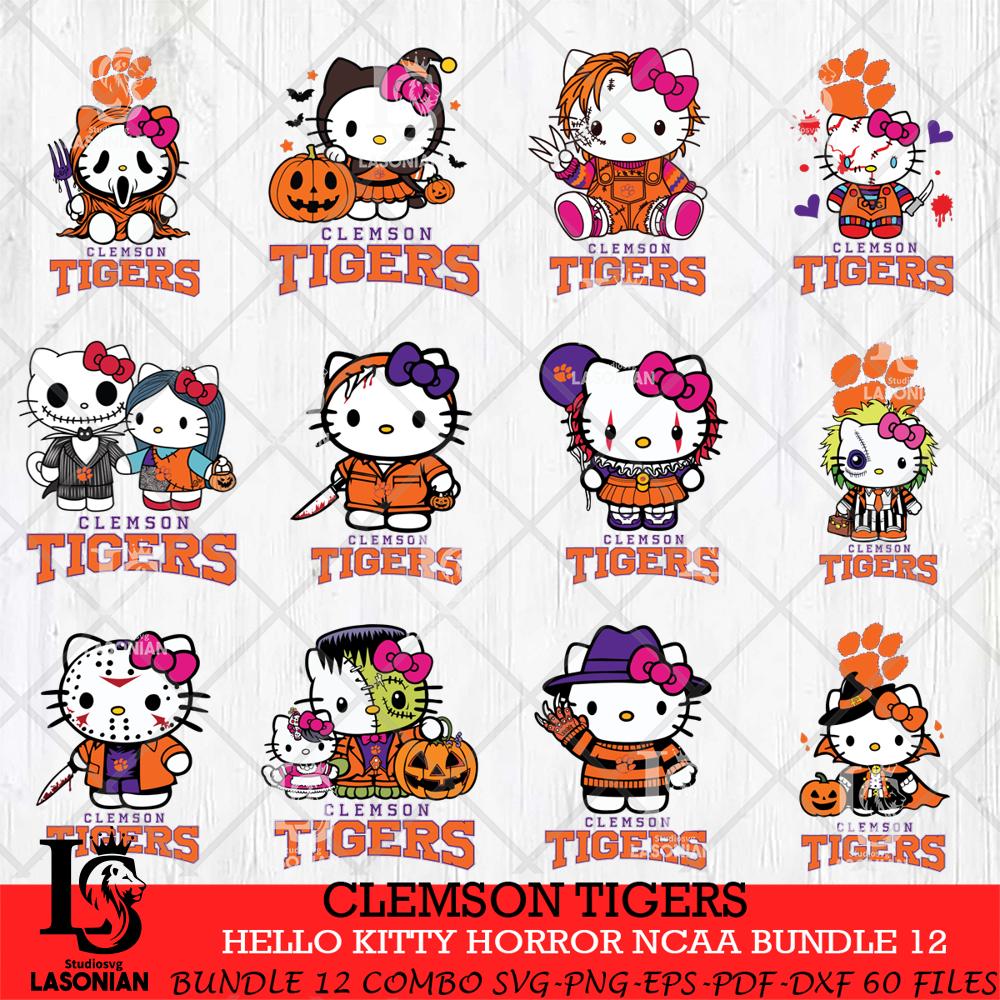 Clemson Tigers Hello Kitty Horror NCAA Bundle 12 SVG – lasoniansvg