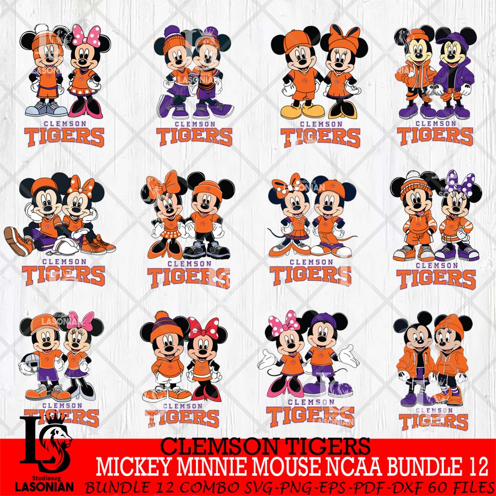 Clemson Tigers Mickey Minnie Mouse NCAA Bundle 12 – lasoniansvg
