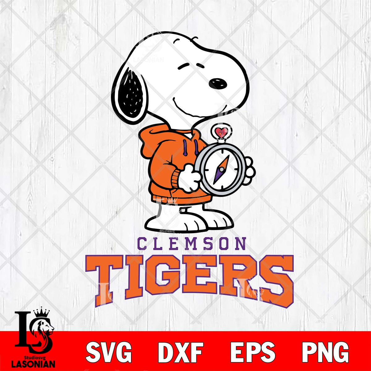 Clemson Tigers Snoopy Holding Compass File cut , Criucut , Silhouette ...