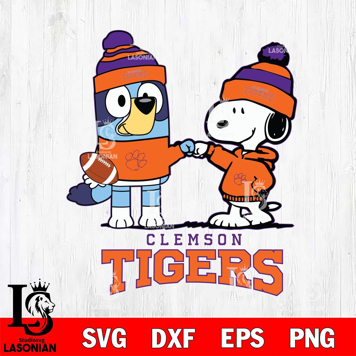 Clemson Tigers Snoopy & Bluey Football – lasoniansvg