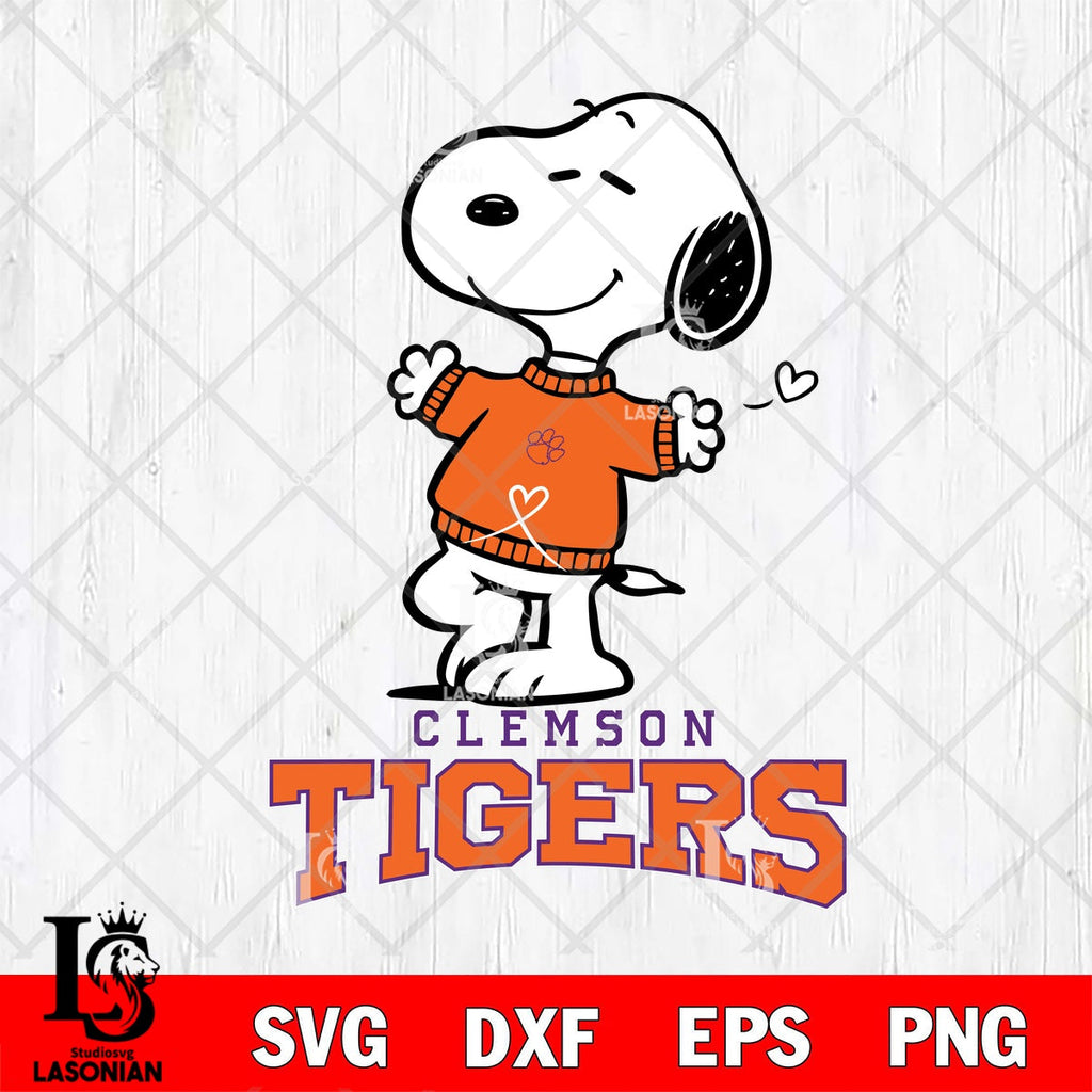 Clemson Tigers snoopy cartoon illustration File cut , Criucut ...