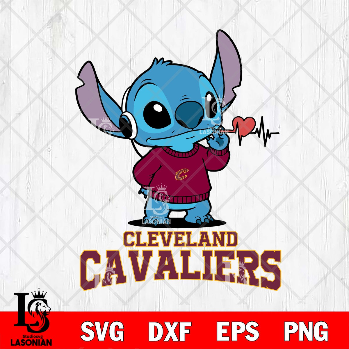 Cleveland Cavaliers Stitch Headphones Heart File cut , Criucut ...