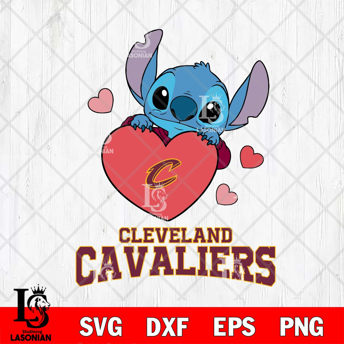 Cleveland Cavaliers Stitch hugging heart File cut , Criucut , Digital ...
