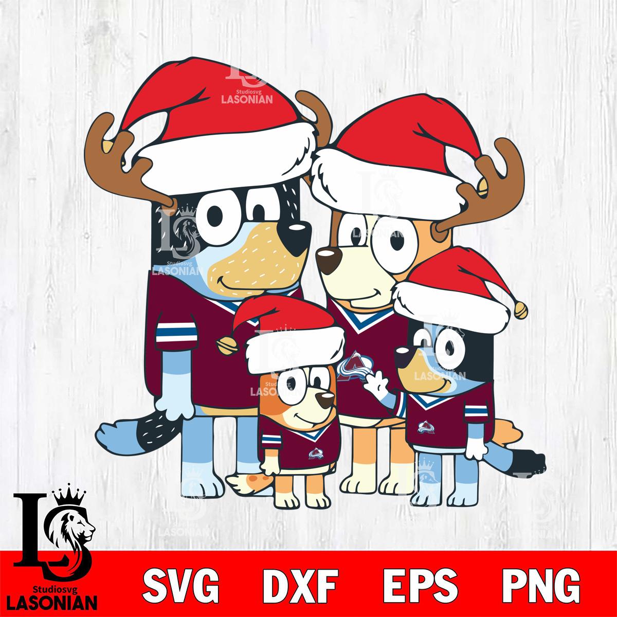 Colorado Avalanche Bluey Santa Family – lasoniansvg