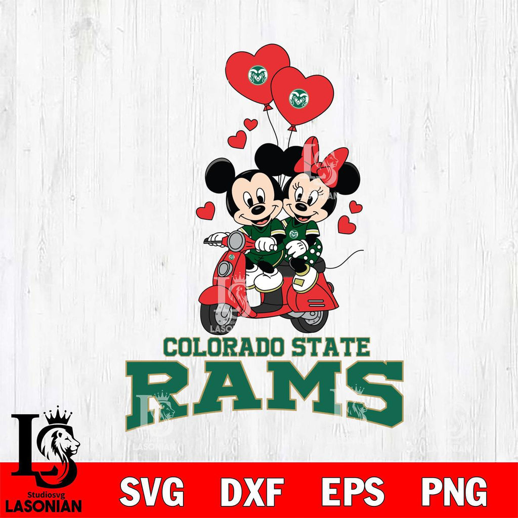Colorado State Rams Mickey and Minnie Mouse Valentine File Cut, NCAA ...