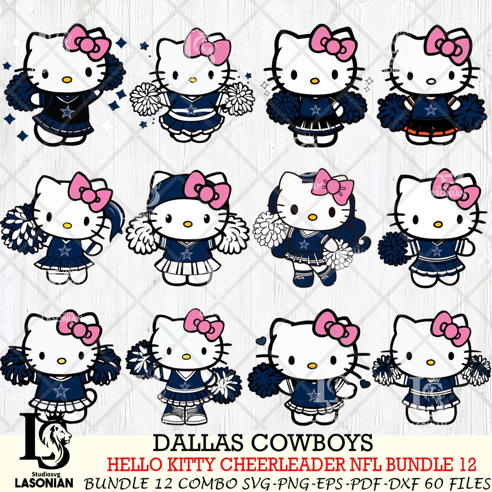 Dallas Cowboys Hello Kitty Cheerleader NFL Bundle 12 SVG – lasoniansvg