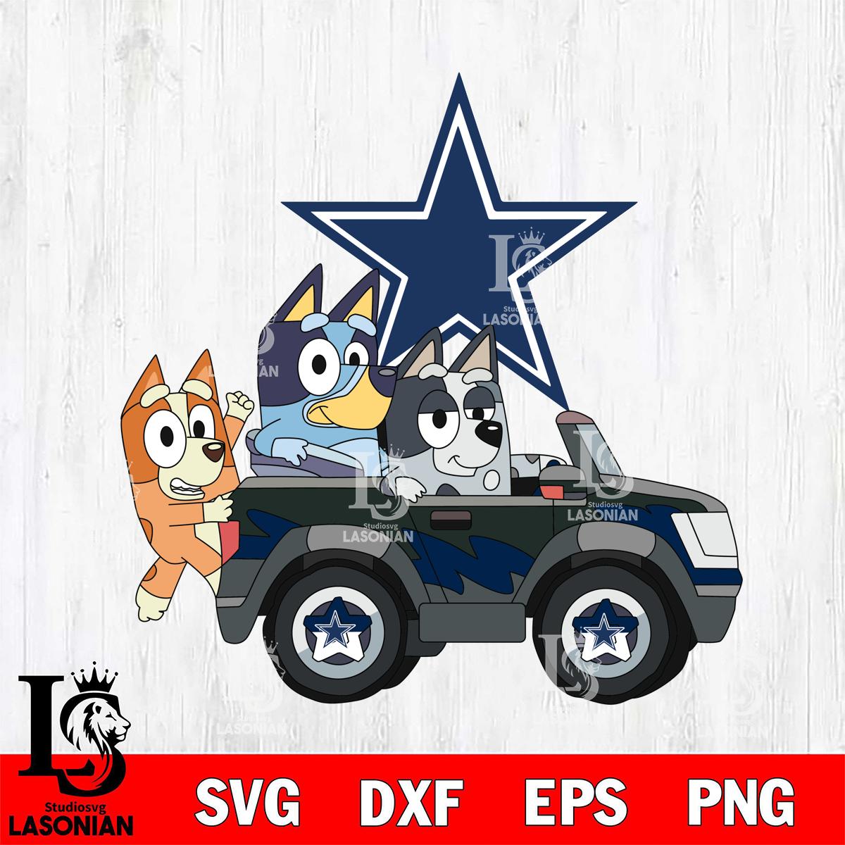 Dallas Cowboys bluey friends car – lasoniansvg