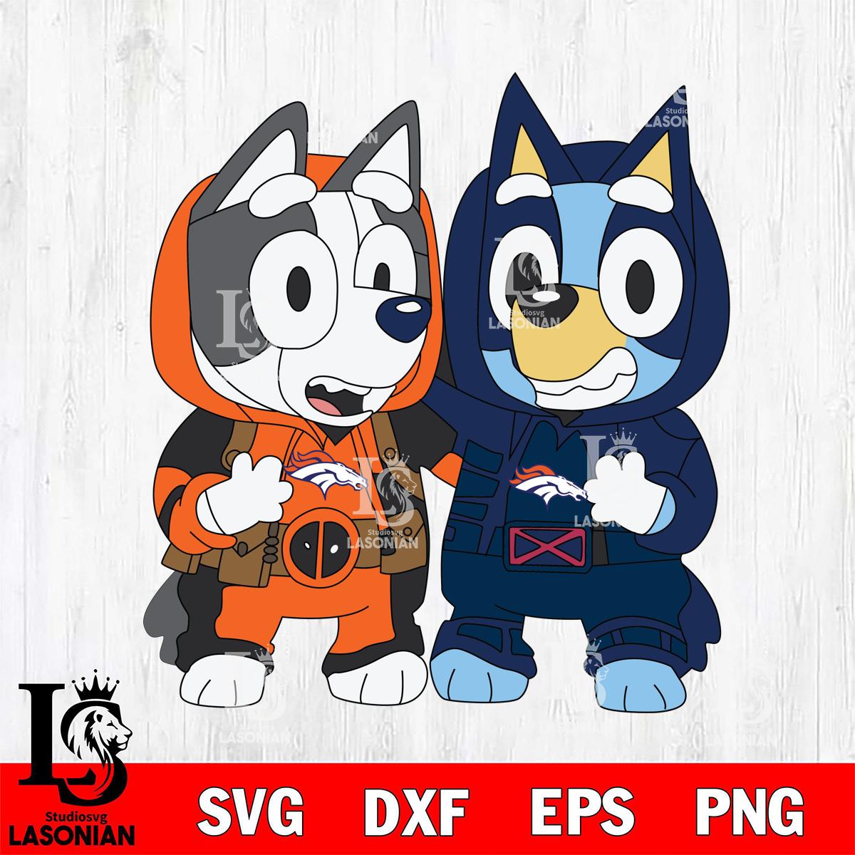 Denver Broncos Bluey Deadpool Wolverine – lasoniansvg