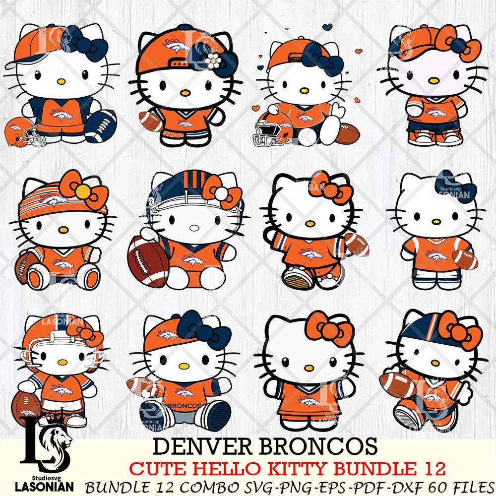 Denver Broncos Cute Hello Kitty NFL Bundle 12 SVG – lasoniansvg