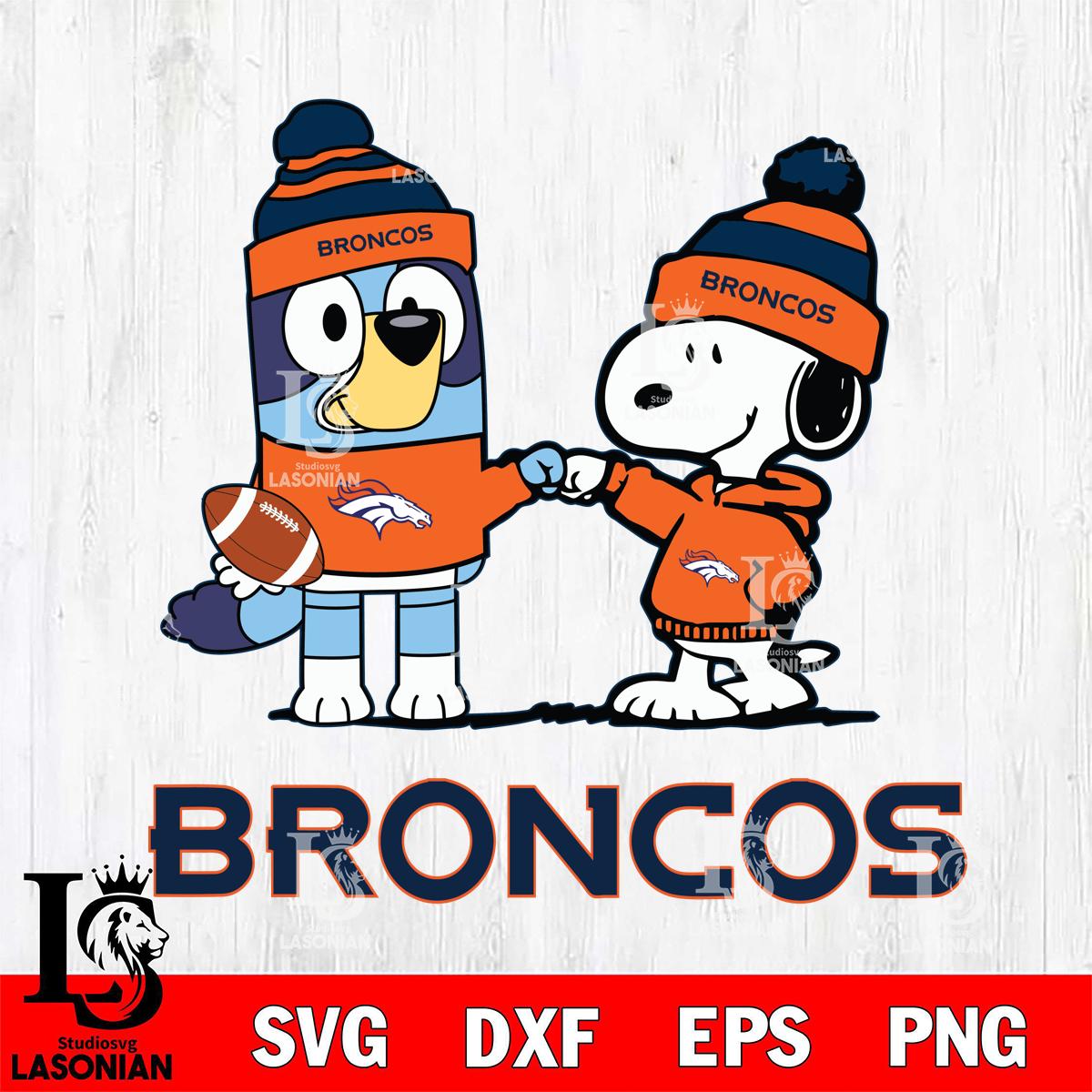 Denver Broncos Snoopy & Bluey Football – lasoniansvg