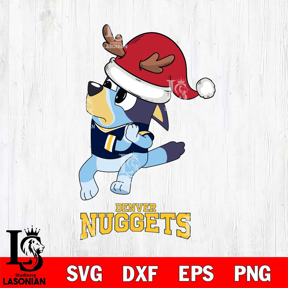 Denver Nuggets Christmas Bluey Santa Claus – lasoniansvg