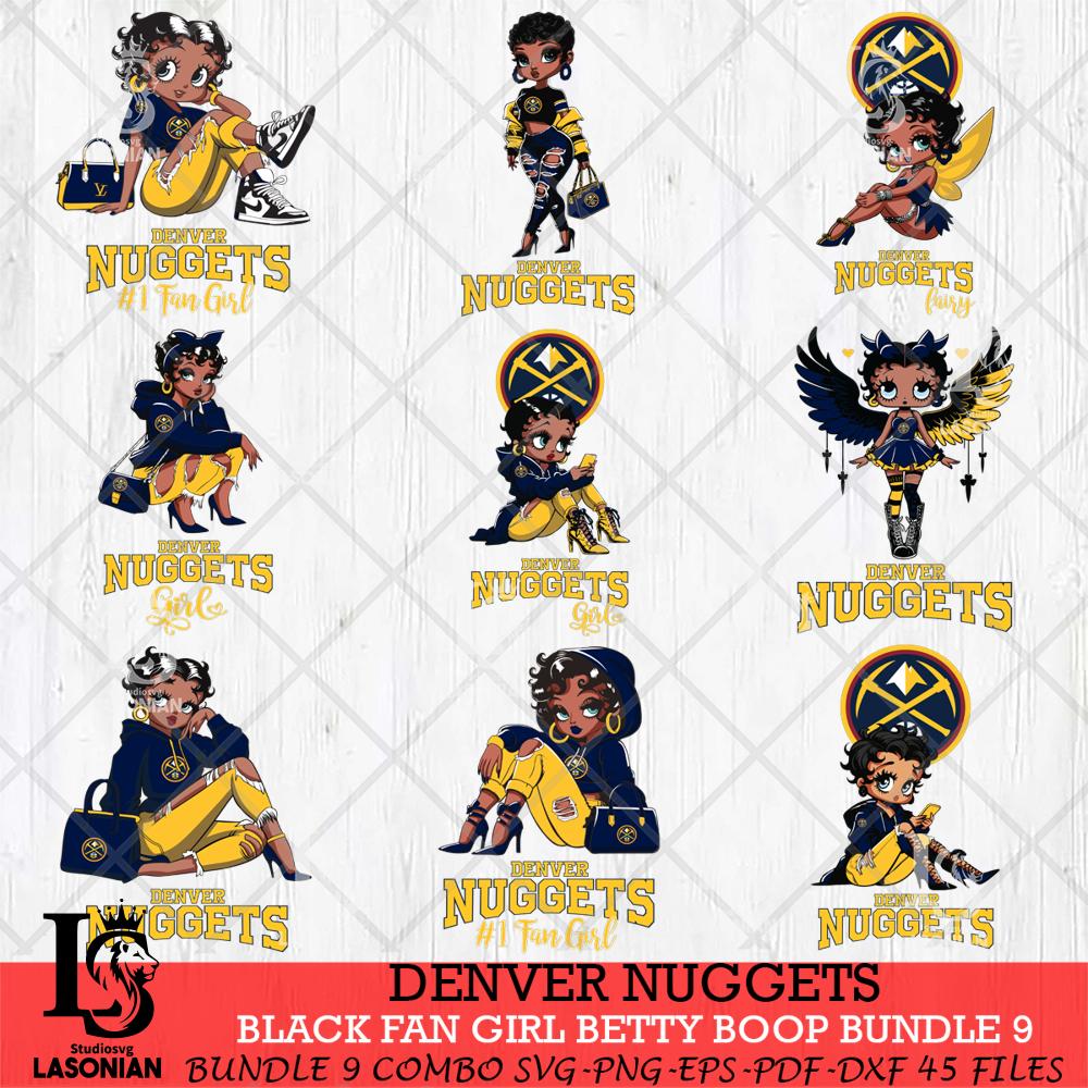 Denver Nuggets Black Fan Girl Betty Boop Bundle 9 Svg Eps Dxf Png File ...