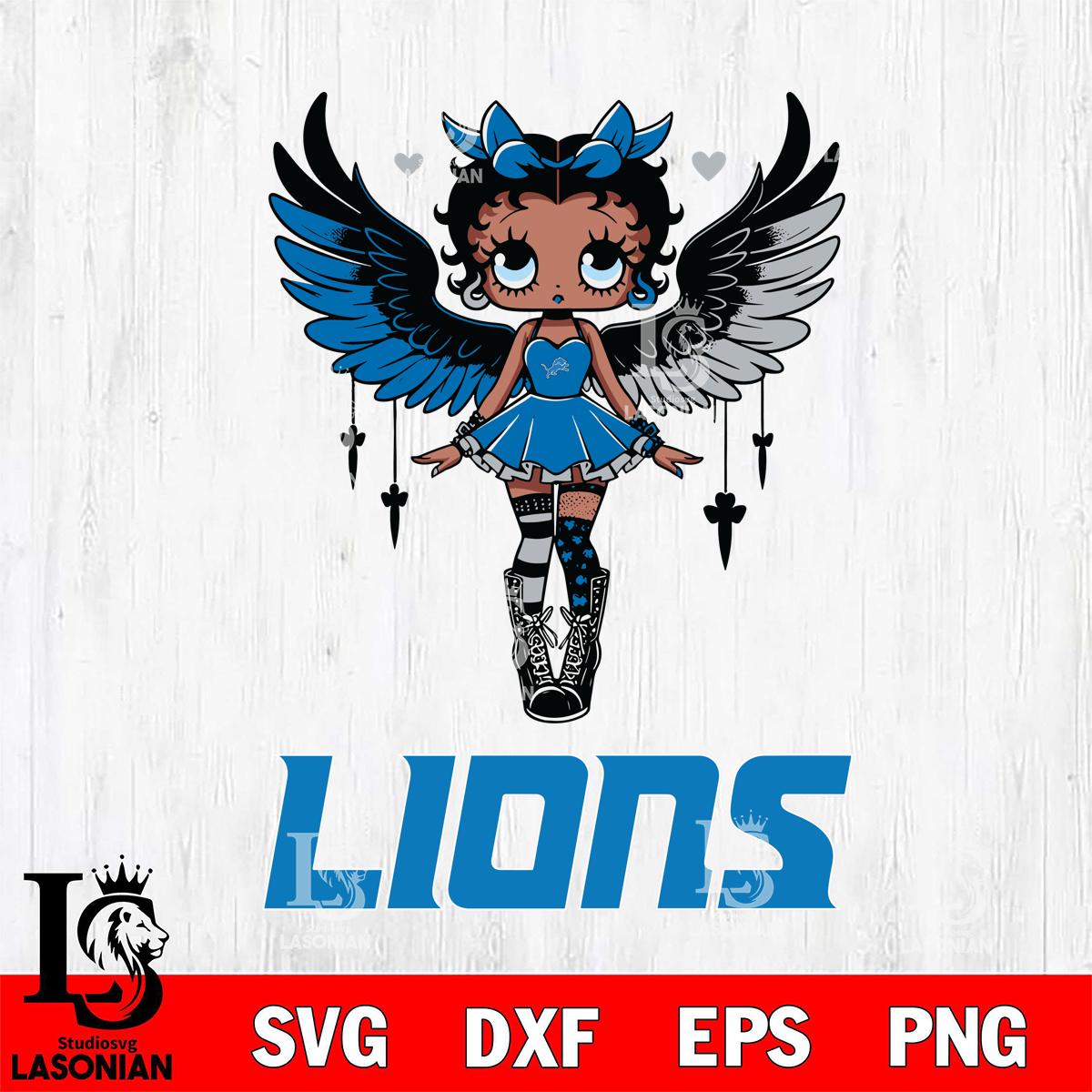 Detroit Lions Anglel Black Fan Girl Betty Boop – lasoniansvg