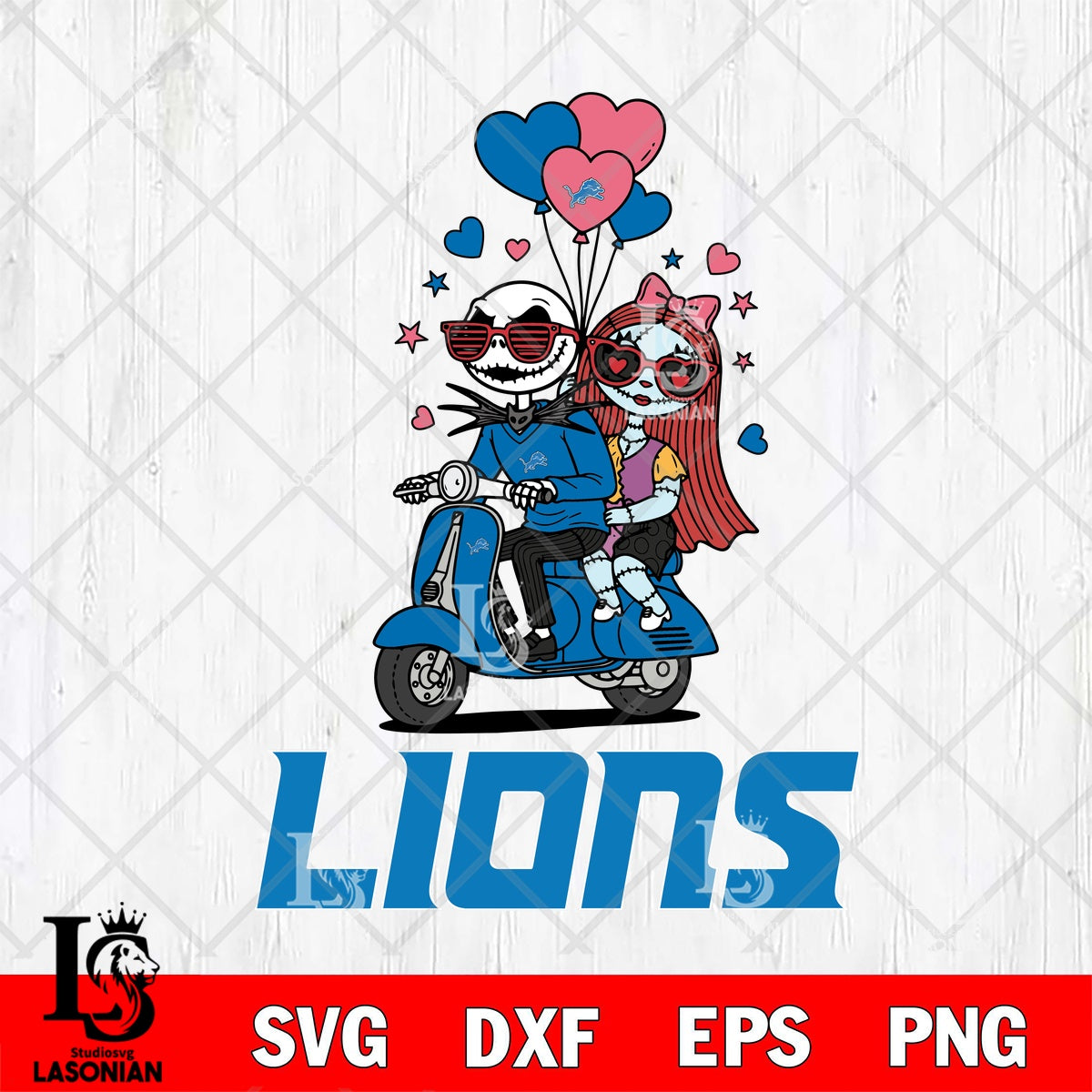 Detroit Lions Jack and Sally Valentine File Cut, NFL SVG DXF EPS PNG ...