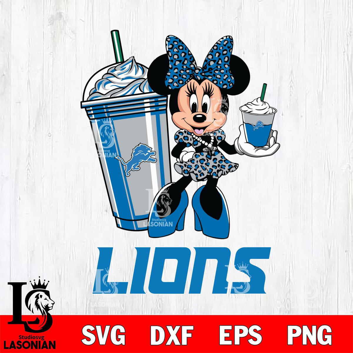 Detroit Lions Minnie Mouse Fan And Coffee – lasoniansvg