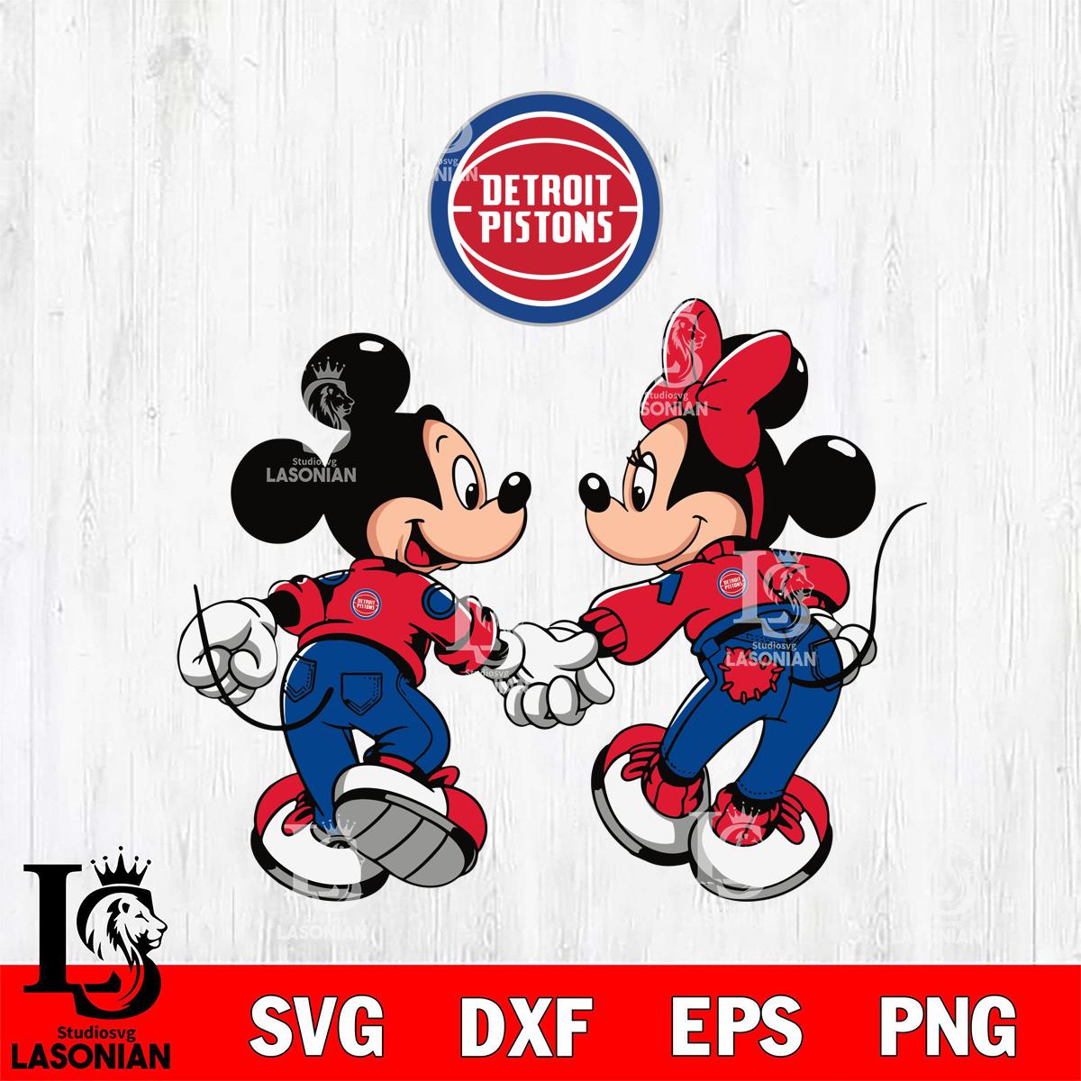 Detroit Pistons Fan Minnie And Mickey Love – lasoniansvg