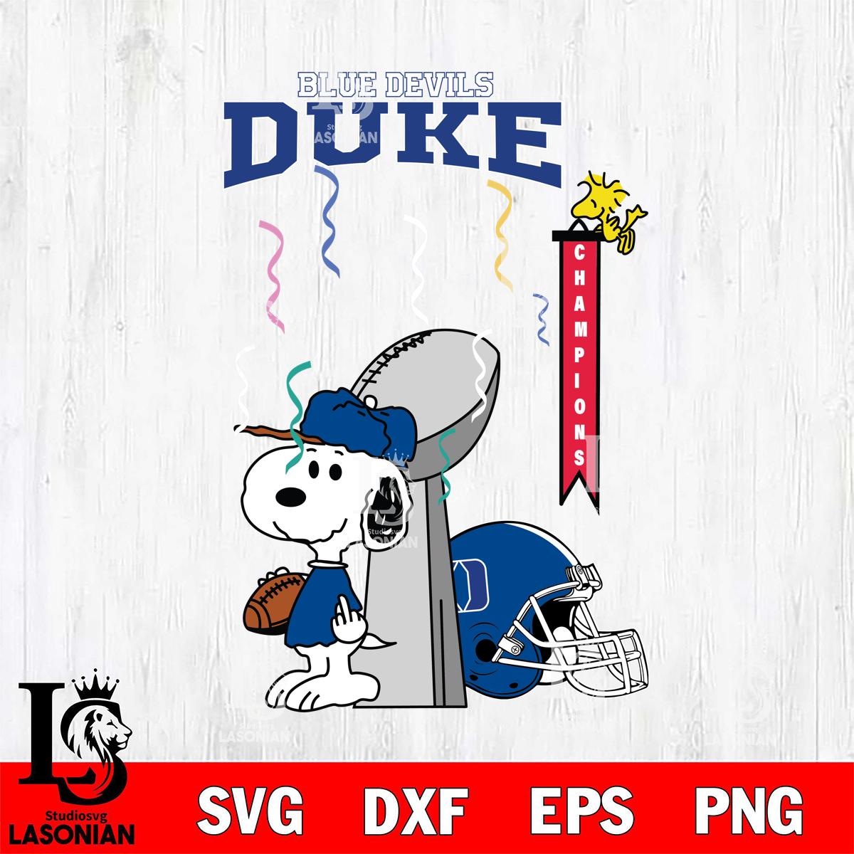 Duke Blue Devils Charlie Brown and Snoopy Super Bowl – lasoniansvg