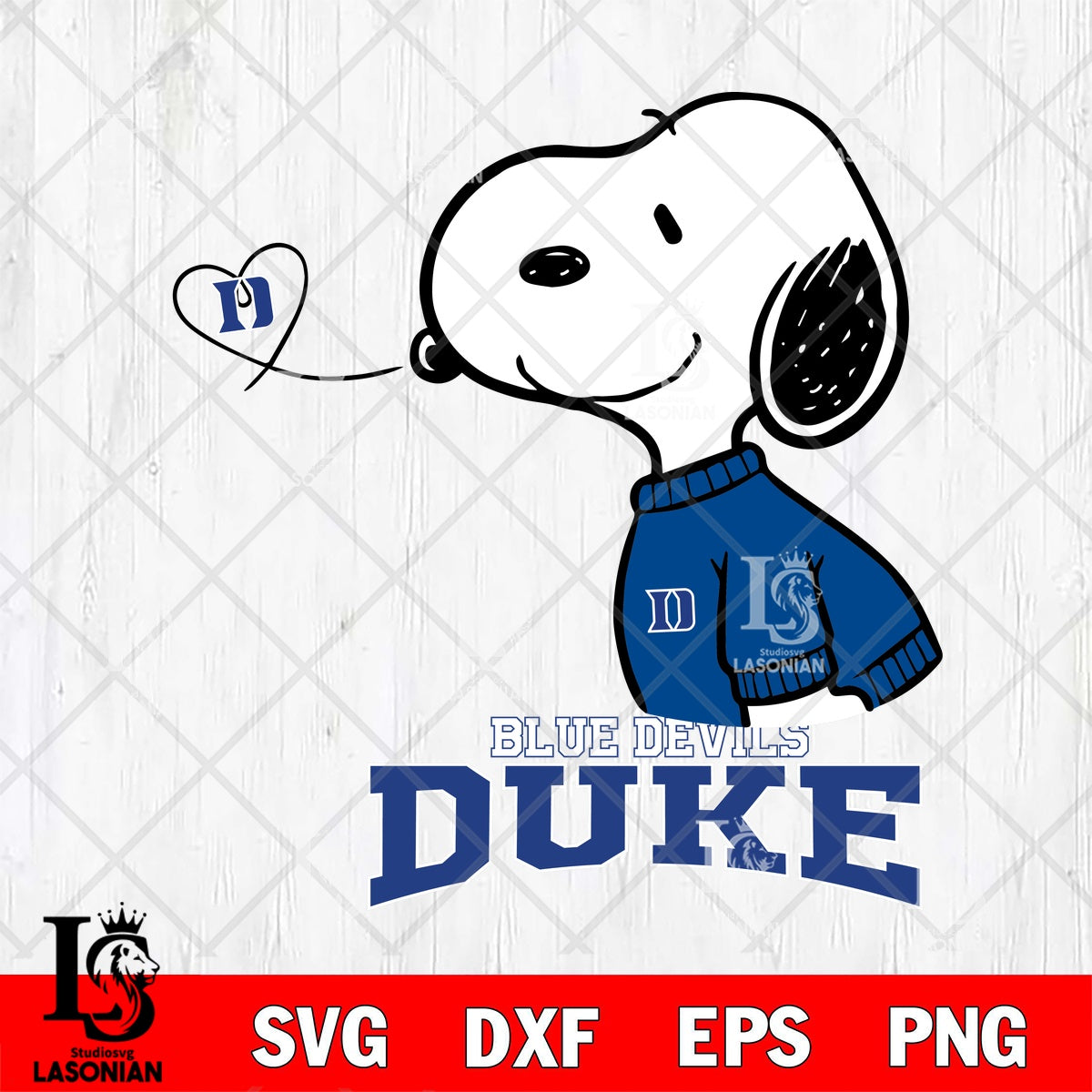 Duke Blue Devils Cute Valentine Snoopy File cut , Criucut , Silhouette ...