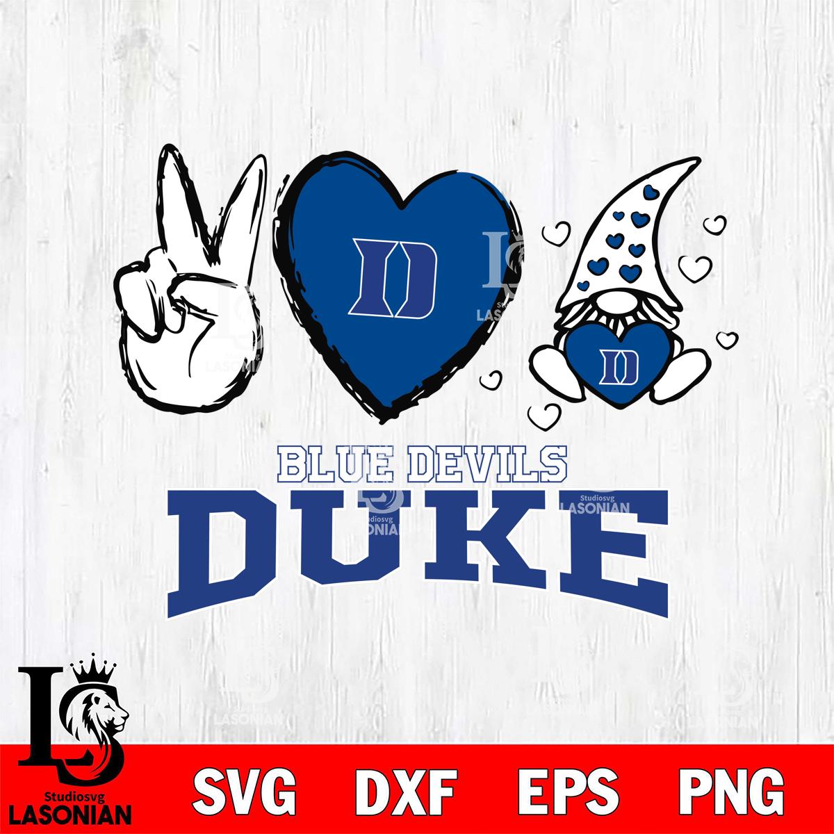 Duke Blue Devils Gnomes Peace & Love – lasoniansvg