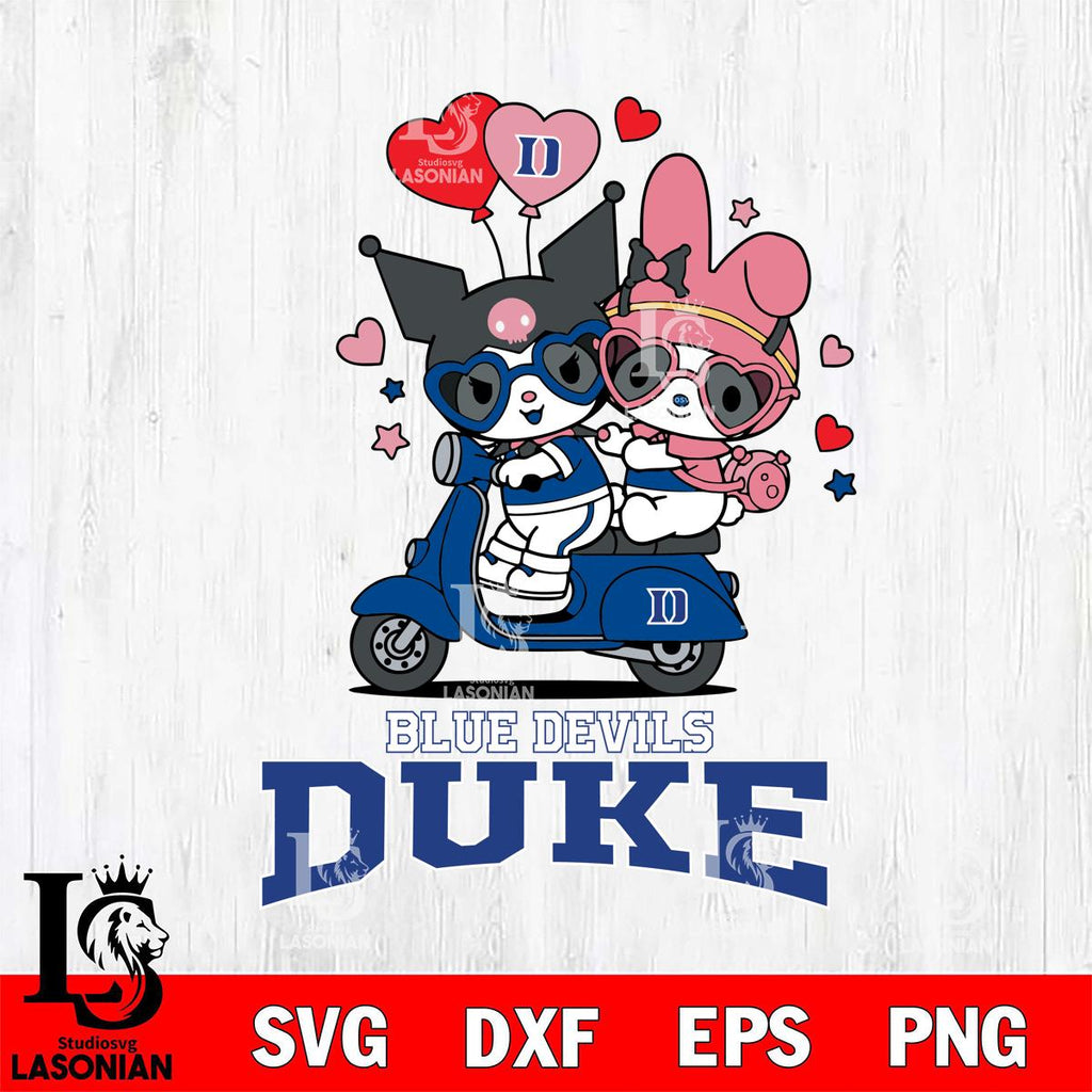 Duke Blue Devils Kuromi and My Melody Valentine File Cut, NCAA SVG DXF ...