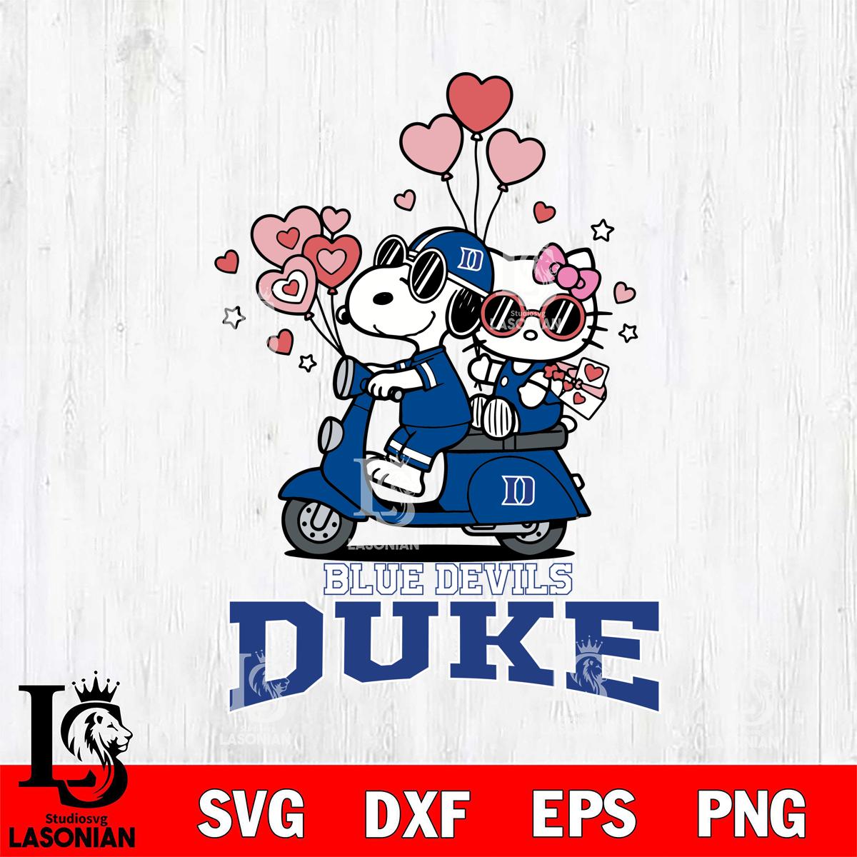 Duke Blue Devils Snoopy and Hello Kitty Valentine File Cut, NCAA SVG ...