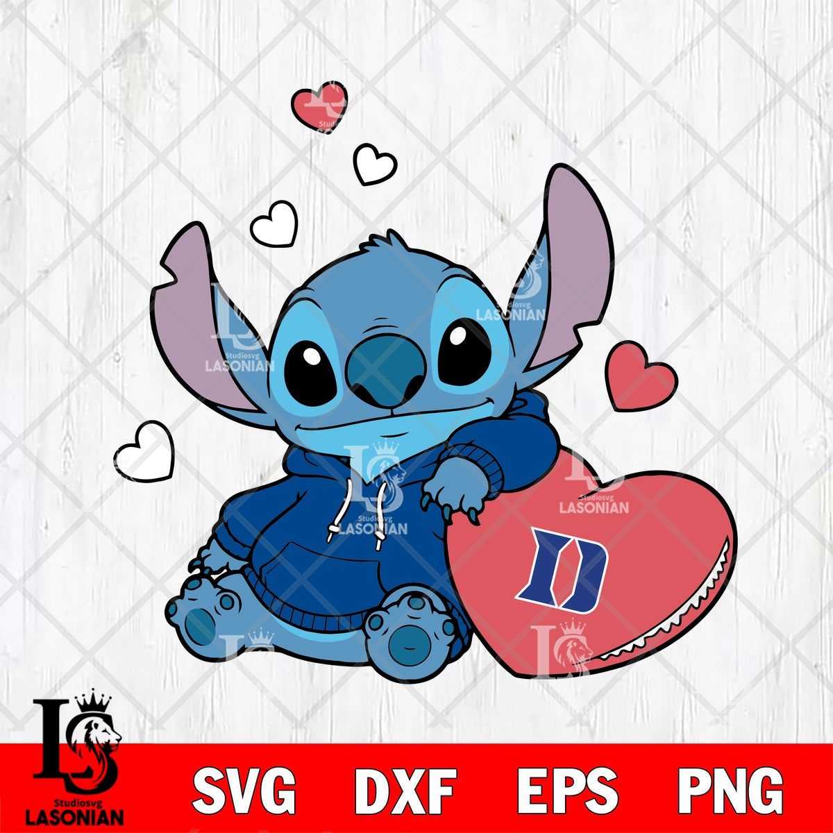 Duke Blue Devils Stitch Hugging Big Heart File cut , Football Criucut ...