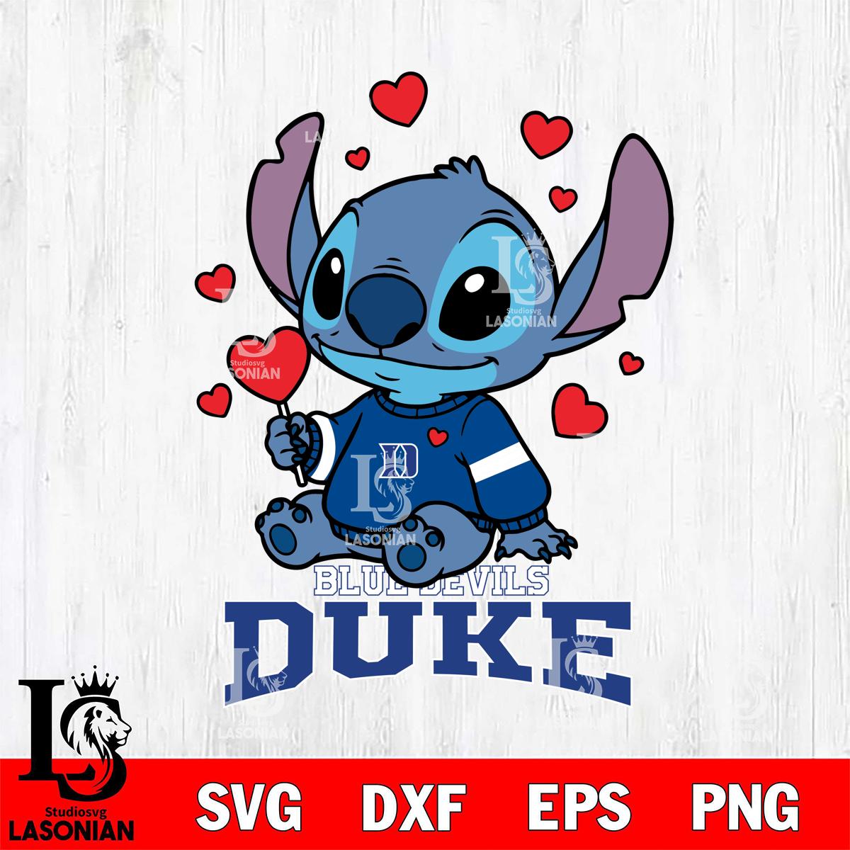Duke Blue Devils Stitch Valentine Cute Digital Download, NCAA SVG DXF ...