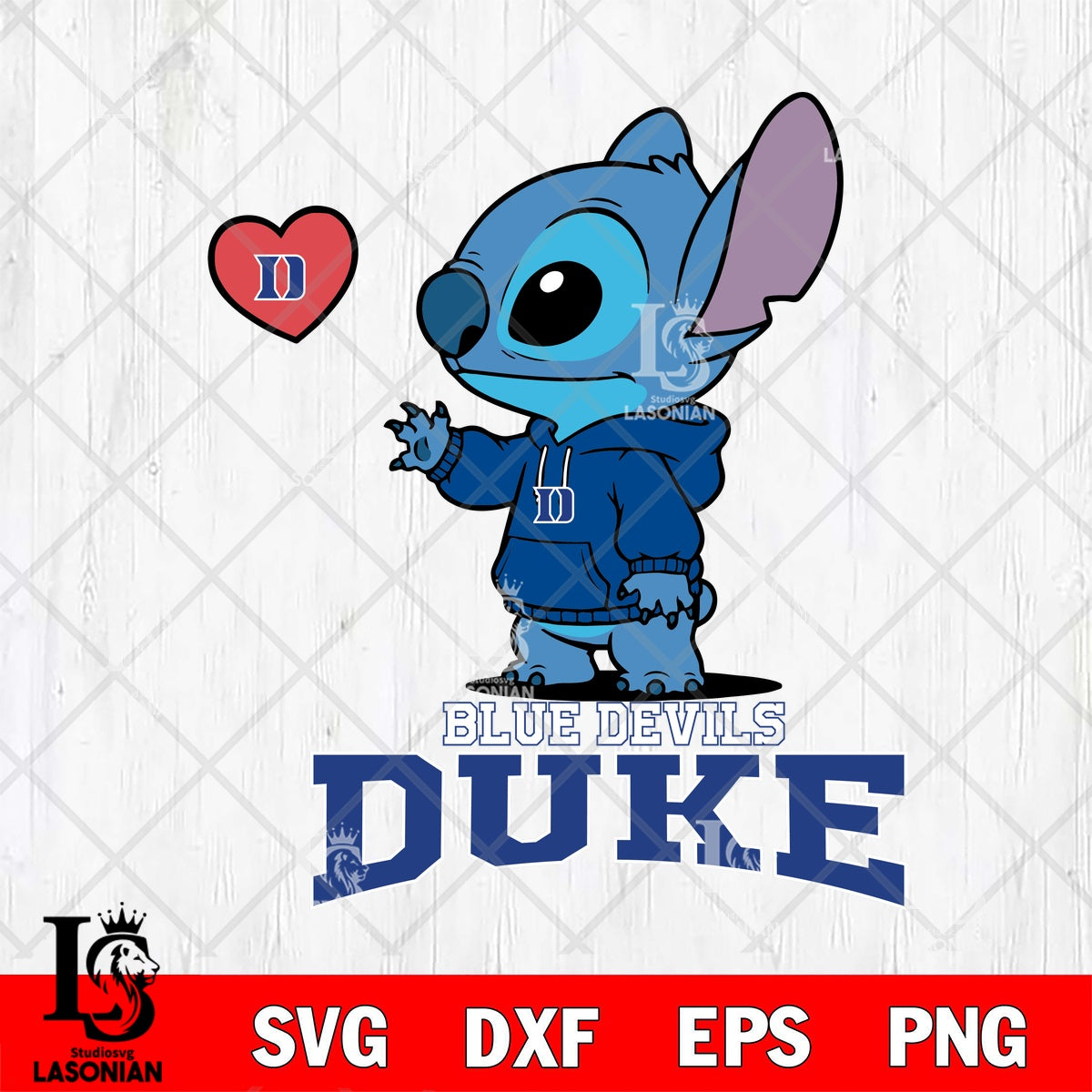 Duke Blue Devils Stitch valentine heart File cut , Football Criucut ...