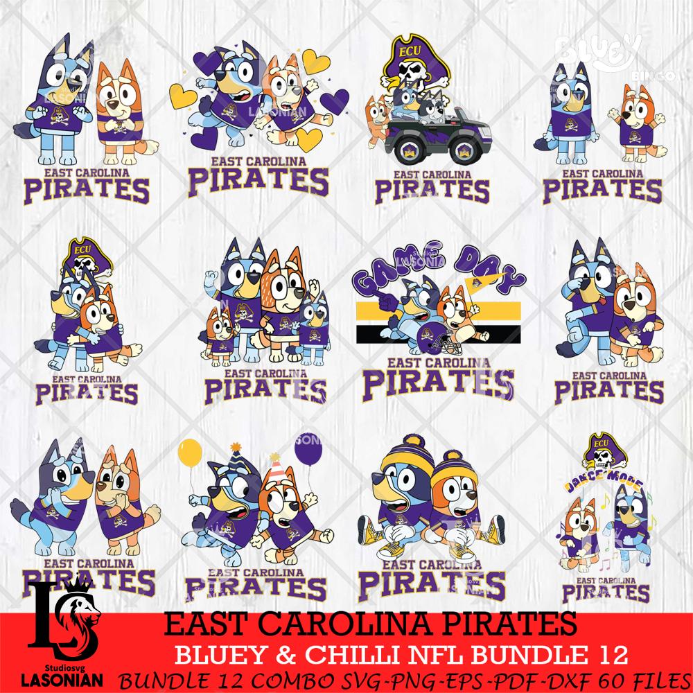 East Carolina Pirates Bluey & Bingo Bundle 12 SVG – lasoniansvg