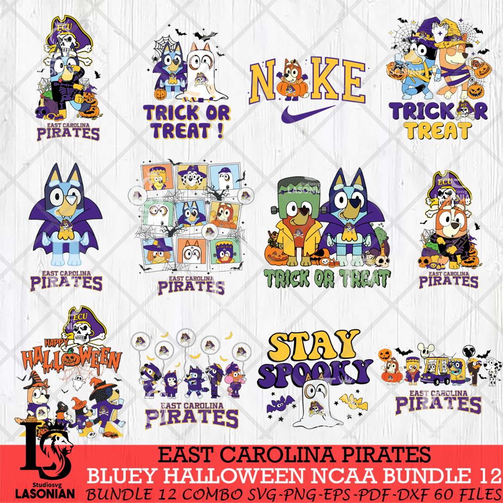 East Carolina Pirates Bluey Halloween NCAA 12 SVG – lasoniansvg