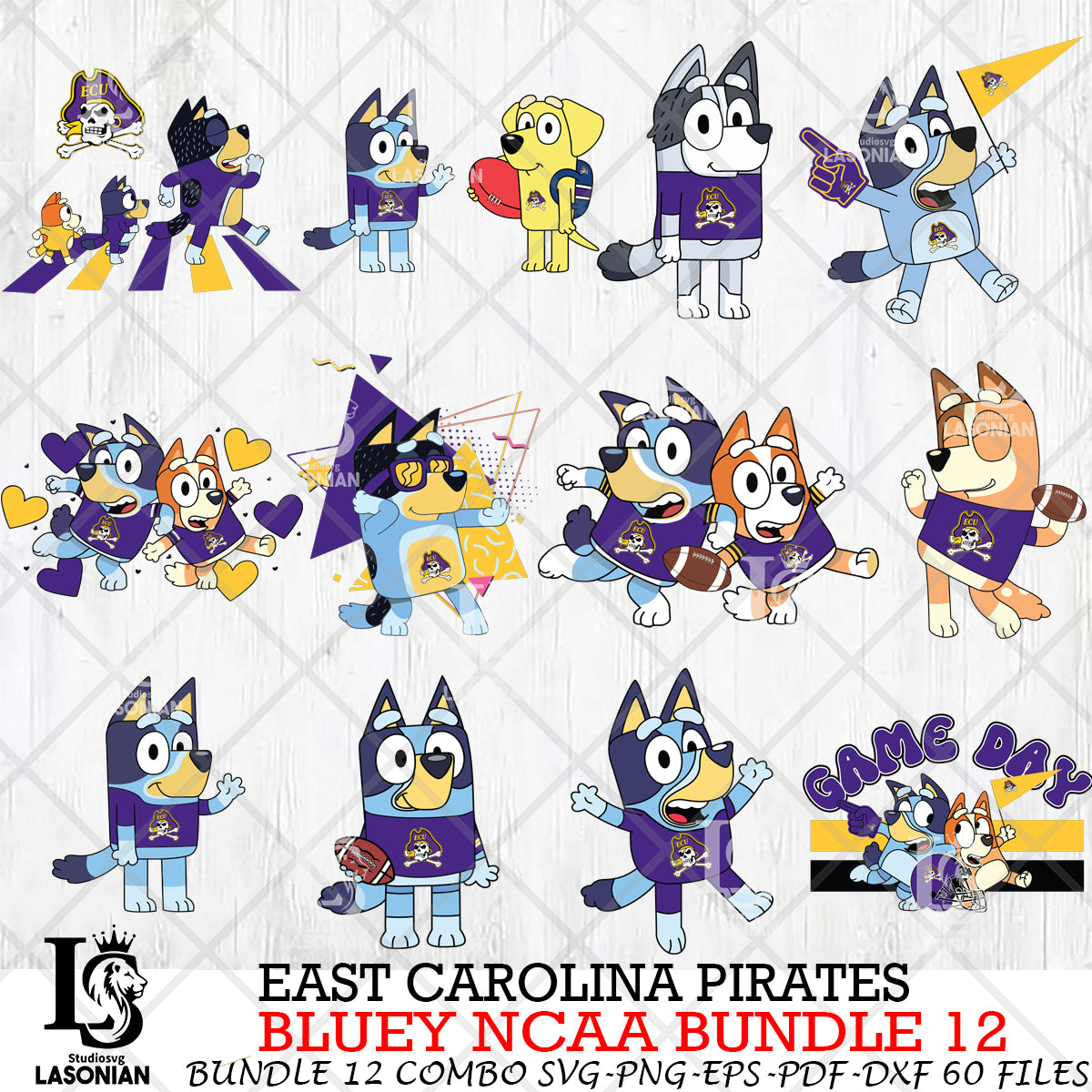 East Carolina Pirates Bluey NCAA Bundle 12 – lasoniansvg