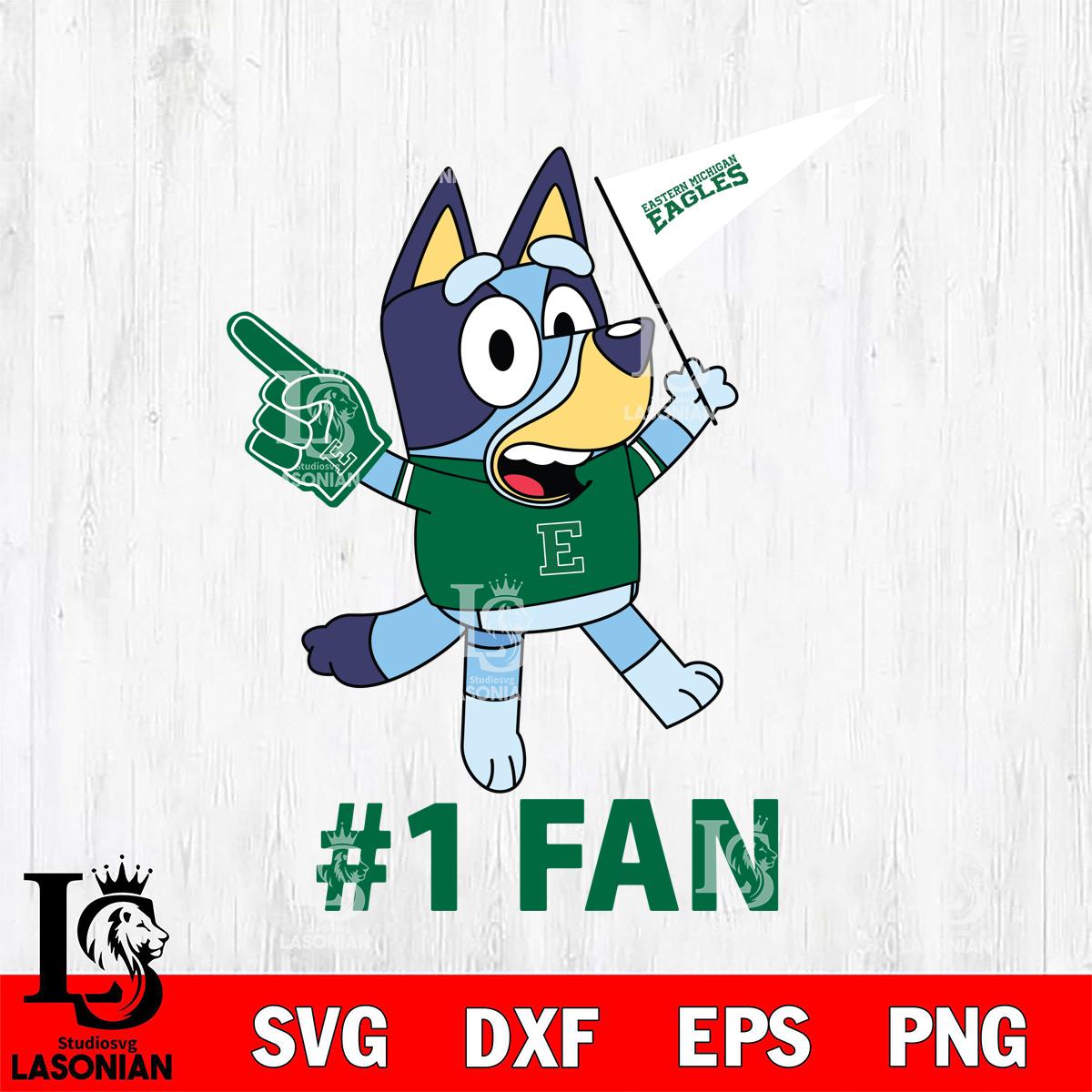 Eastern Michigan Eagles Bluey #1 Fan – lasoniansvg
