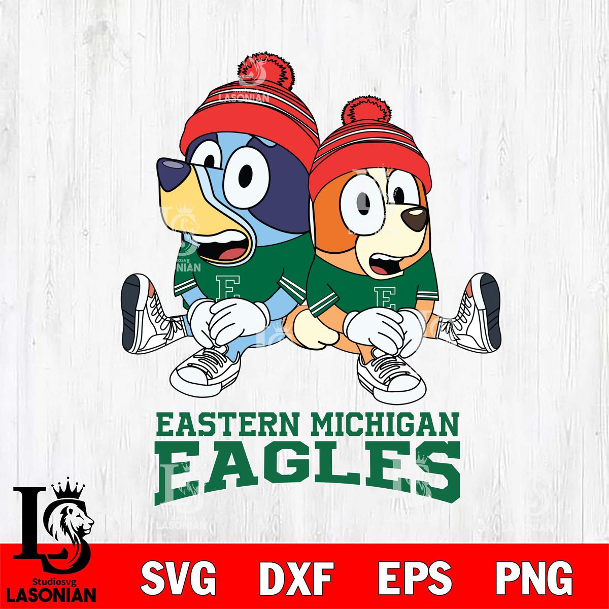 Eastern Michigan Eagles Christmas Bluey & Bingo Sit – lasoniansvg