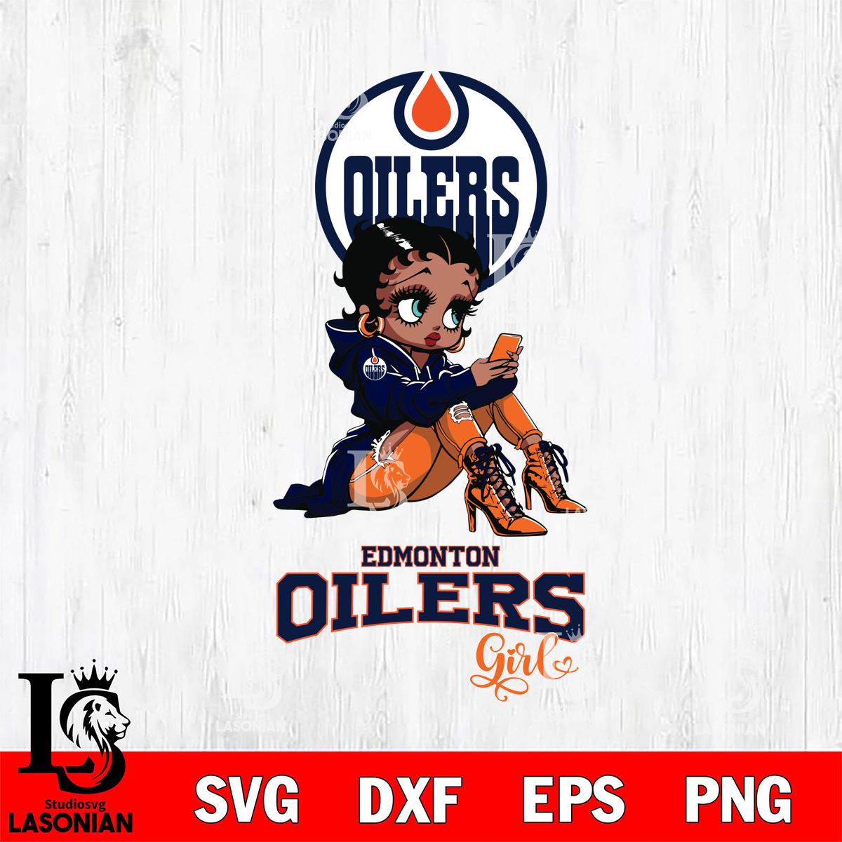 Edmonton Oilers Beauty Black Fan Girl Football – lasoniansvg