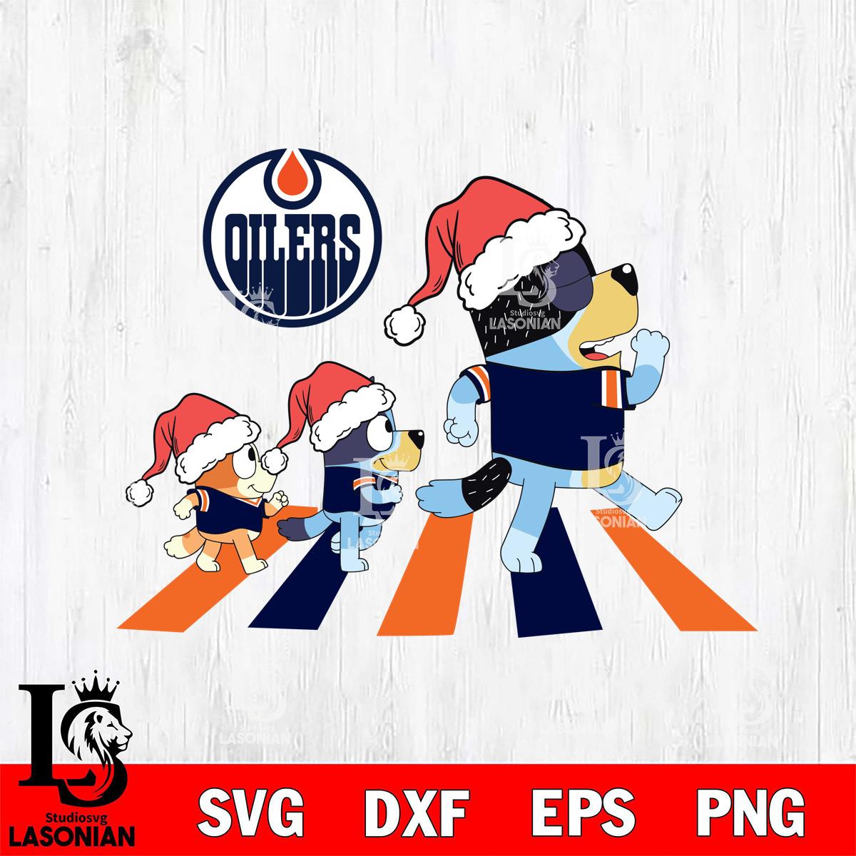 Edmonton Oilers Family Bluey Walking Christmas – lasoniansvg