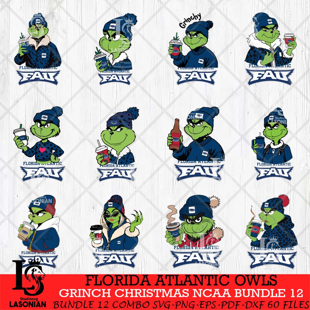 Florida Atlantic Owls Grinch Christmas NCAA Bundle 12 – lasoniansvg