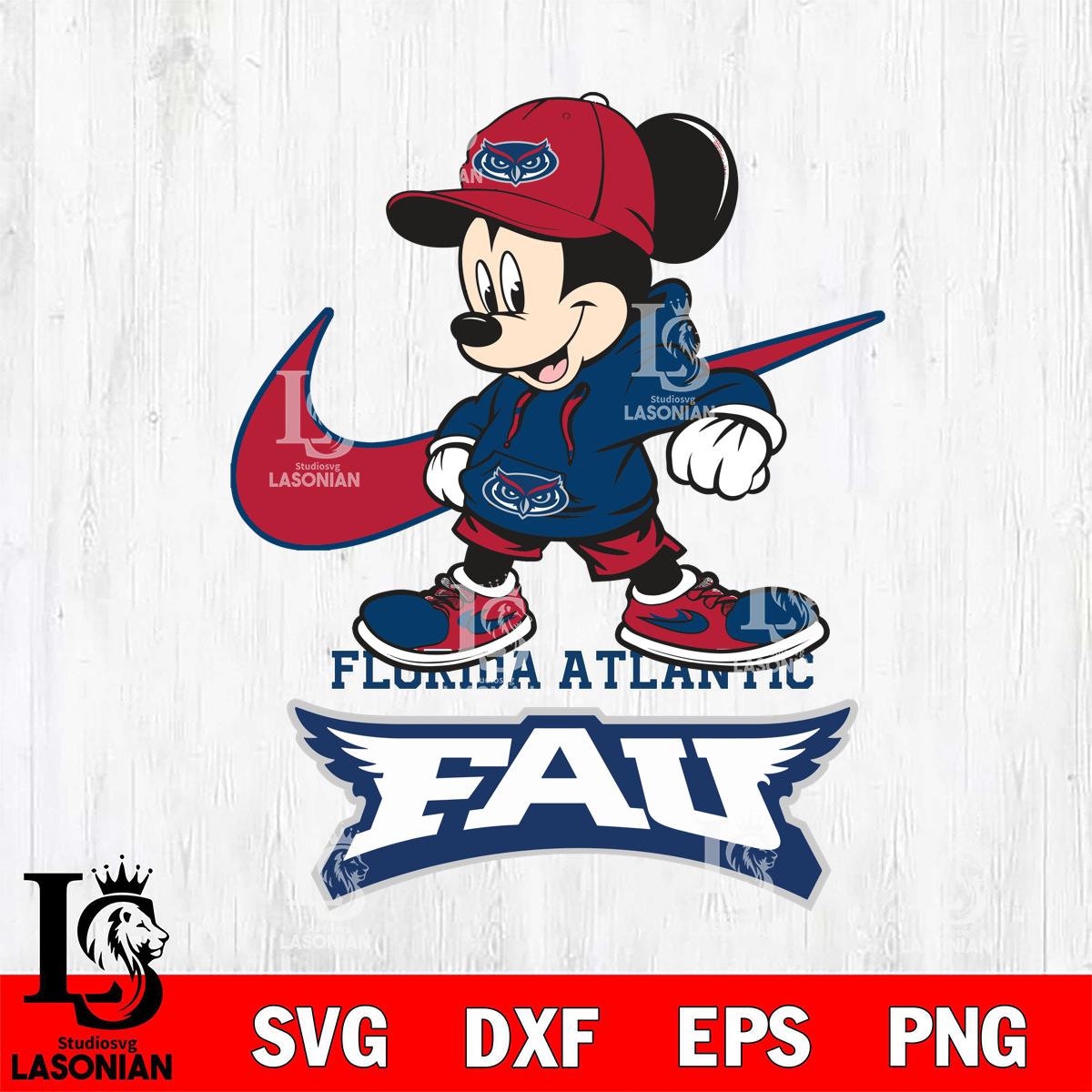 Florida Atlantic Owls Mickey Mouse NIKE – lasoniansvg