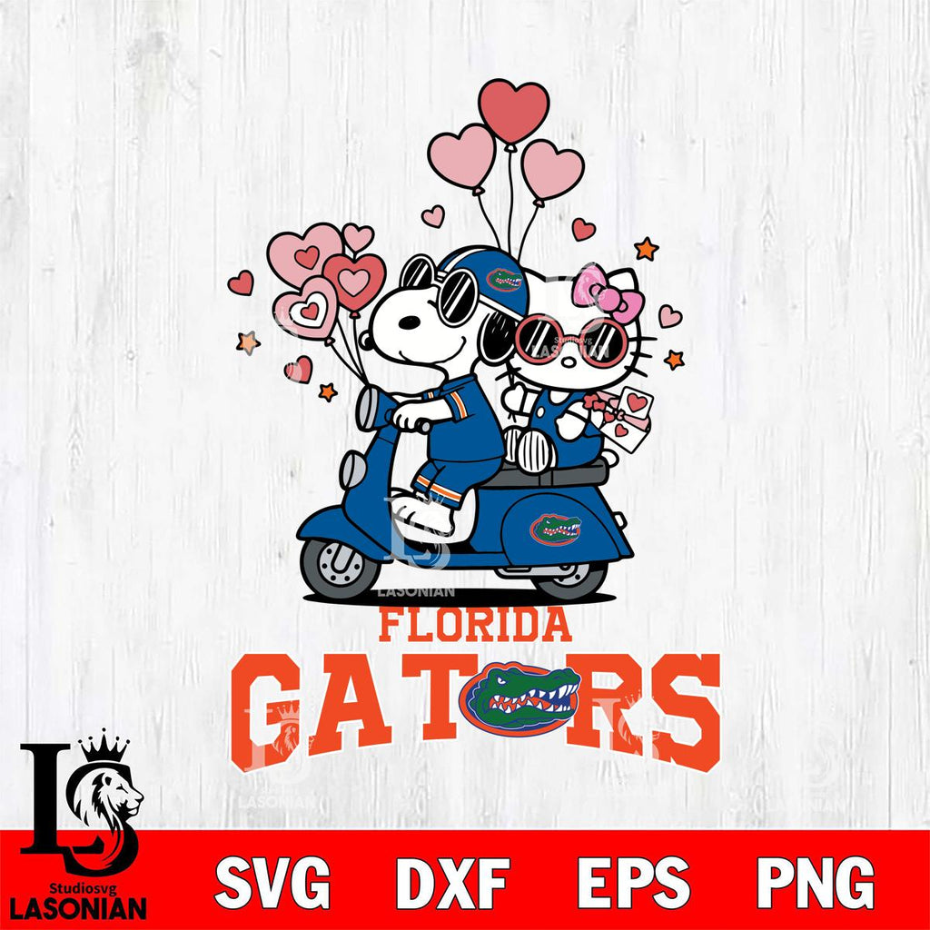 Florida Gators Snoopy and Hello Kitty Valentine File Cut, NCAA SVG DXF ...