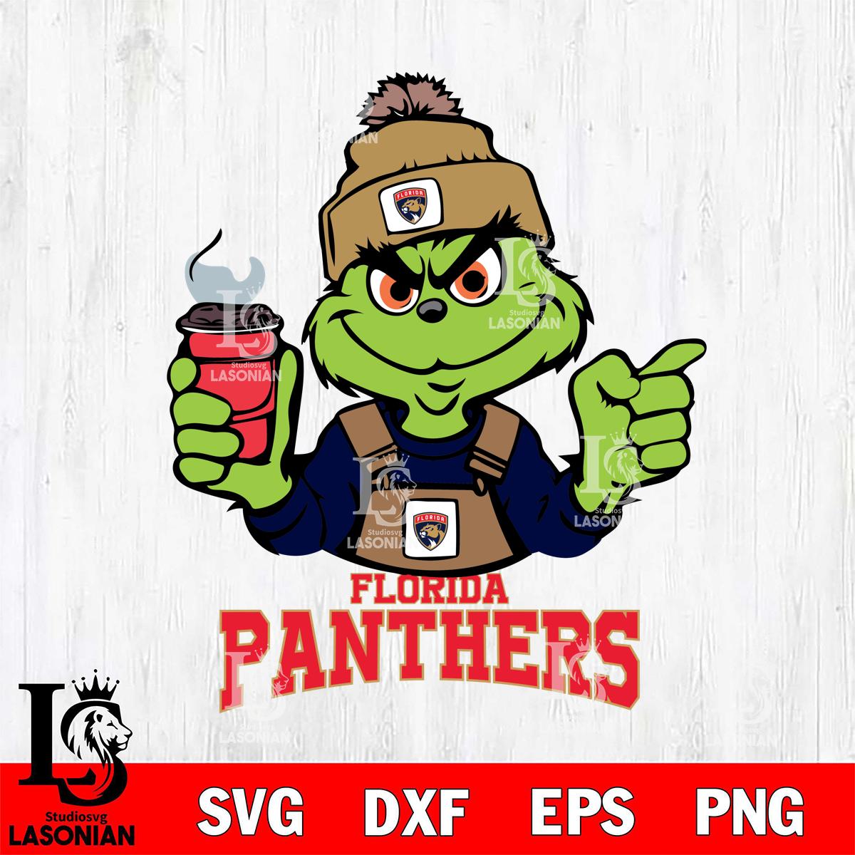 Florida Panthers Grinch with coffee – lasoniansvg