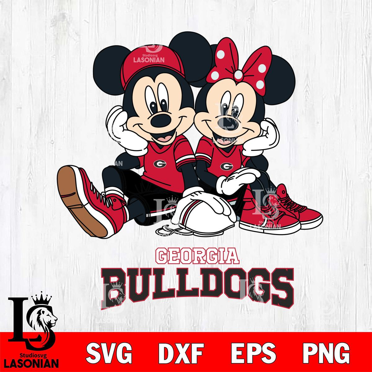 Georgia Bulldogs Mickey Minnie Mouse Football Sit – lasoniansvg