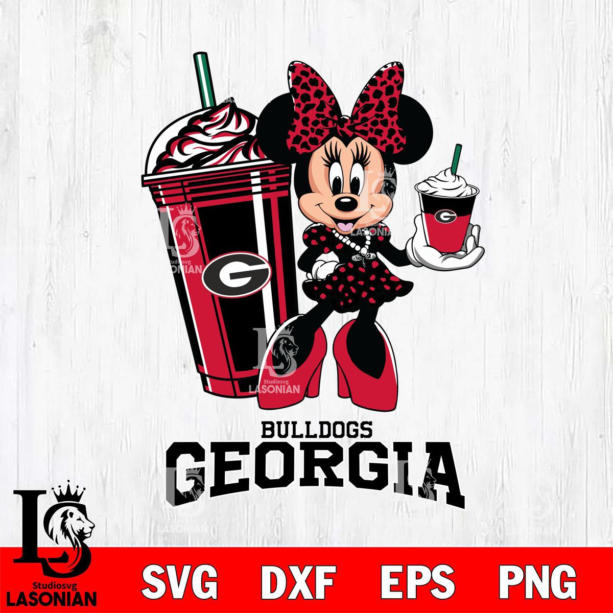 Georgia Bulldogs Minnie Mouse Fan And Coffee – lasoniansvg