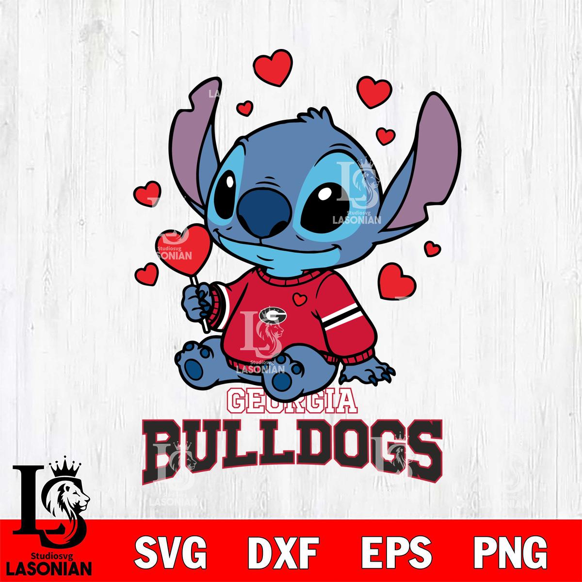 Georgia Bulldogs Stitch Valentine Cute Digital Download, NCAA SVG DXF ...