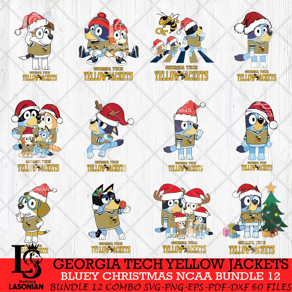 Georgia Tech Yellow Jackets Bluey Christmas NCAA Bundle 12 Cricut File ...