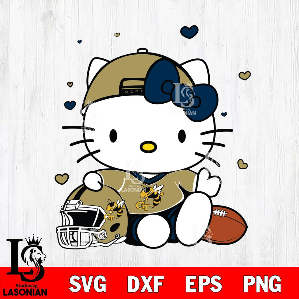 Georgia Tech Yellow Jackets Cute Hello Kitty Football – lasoniansvg
