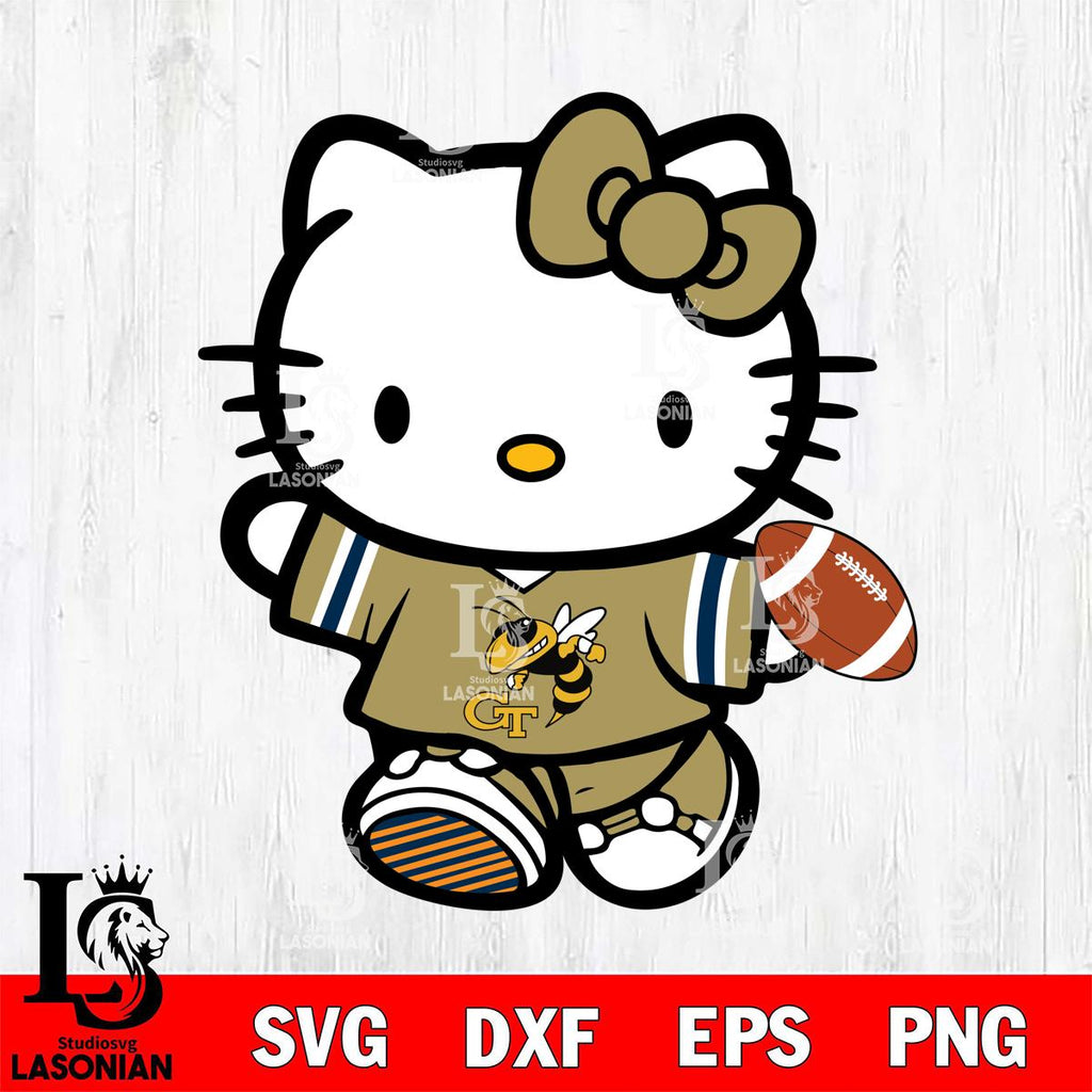 Georgia Tech Yellow Jackets Cute Hello Kitty Football 7 – lasoniansvg