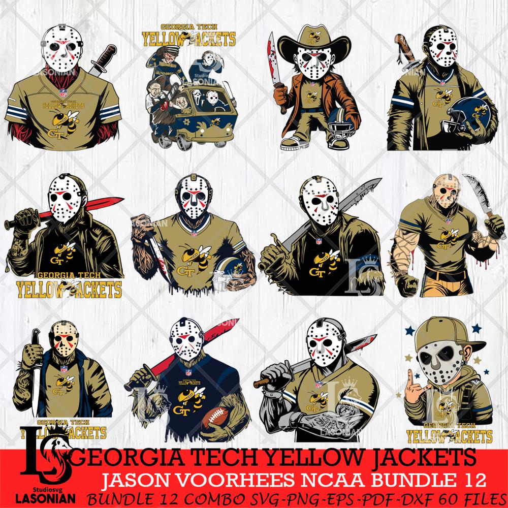 Georgia Tech Yellow Jackets Jason Voorhees Horror Bundle 12 SVG ...