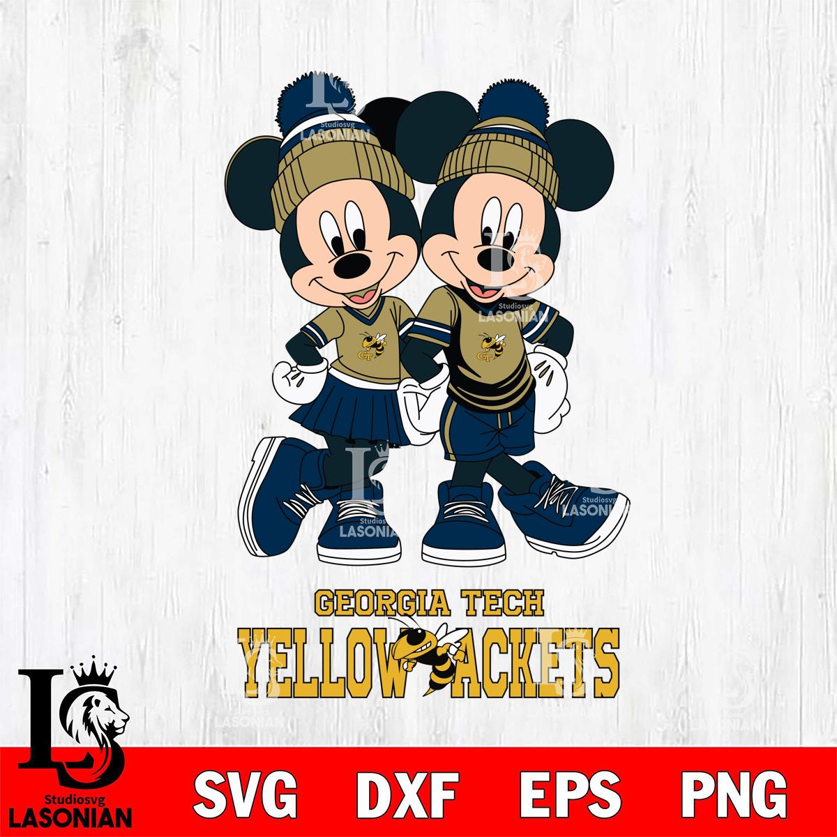 Georgia Tech Yellow Jackets Mickey And Minnie Mouse Football – lasoniansvg