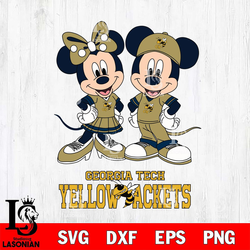 Georgia Tech Yellow Jackets Mickey Minnie Mouse rugby ball – lasoniansvg